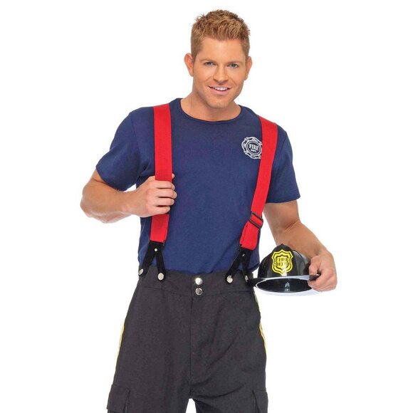 New Item | Accessories | Mens 3pc Fireman Costume Size M L Fire Fighter ...